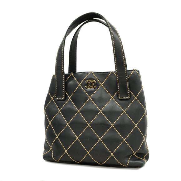 CHANEL | Bags | Auth Chanel Wild Stitch Womens Leather Tote Bag Black ...